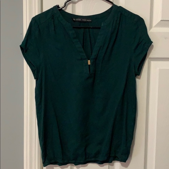 Zara | Tops | Zara Basic Blouse S Green Classy | Poshmark
